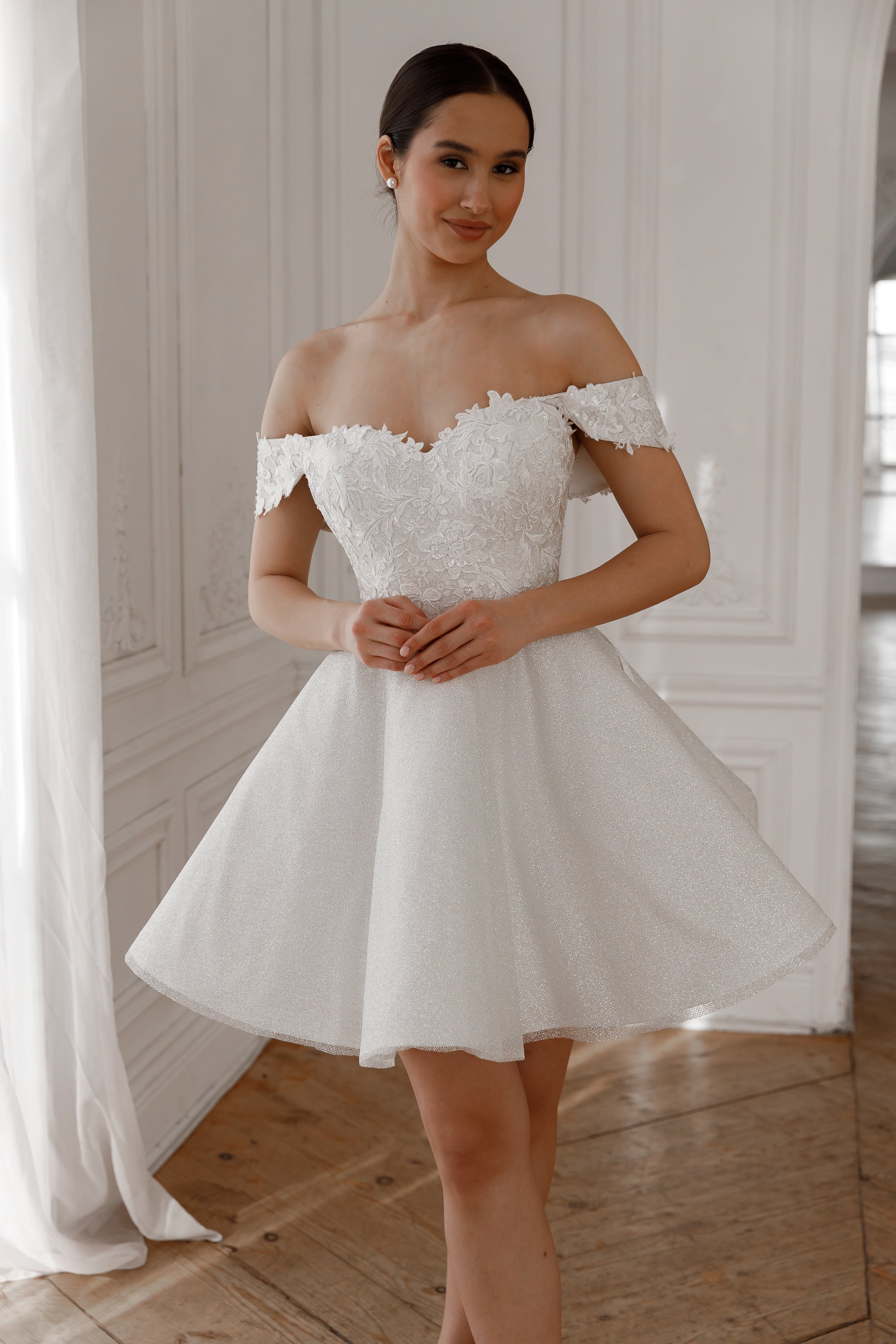 Short Lace Wedding Dress Aditi Olivia Bottega Short Lace Wedding Dress Aditi Olivia Bottega